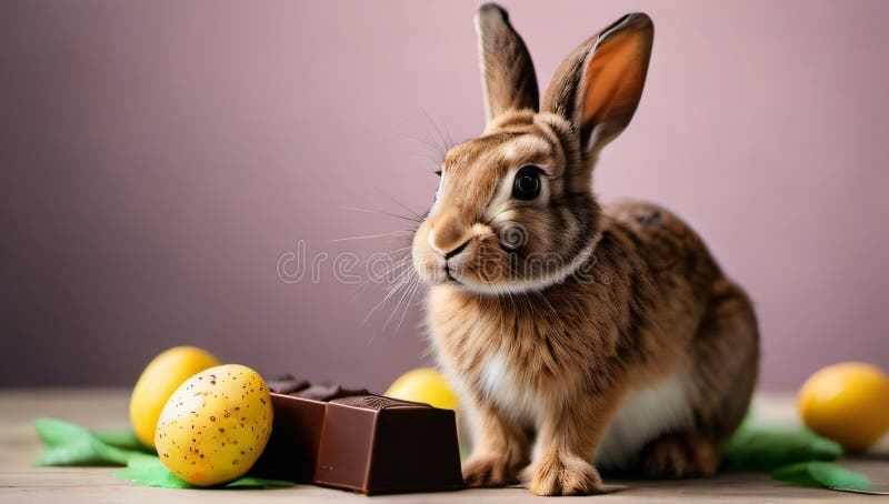 Photo of Rabbit and Easter Chocolate. Generative AI Stock Illustration ...