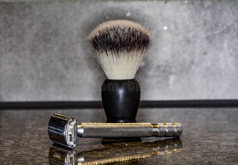 Concept Photo of a Shaving Razor Shaving Brush Stock Photo - Image of ...