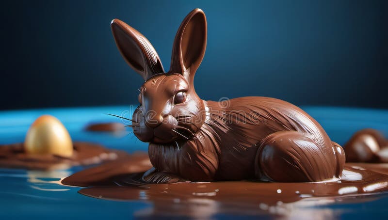 Photo of Ultrarealistic 3D Chocolate Easter Bunny Swimming in a Pool of ...