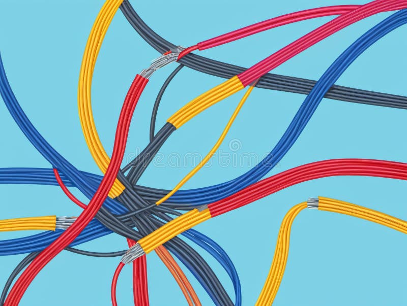 A Picture of a Bunch of Wires on a Blue Background. Generative AI Stock ...