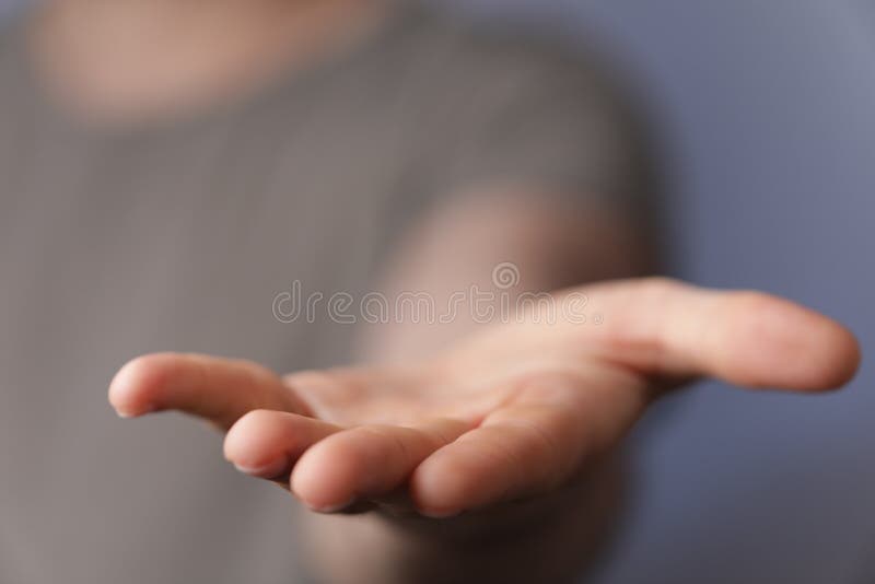A Empty Hand from a Man Isolated Stock Image - Image of blue, showing ...