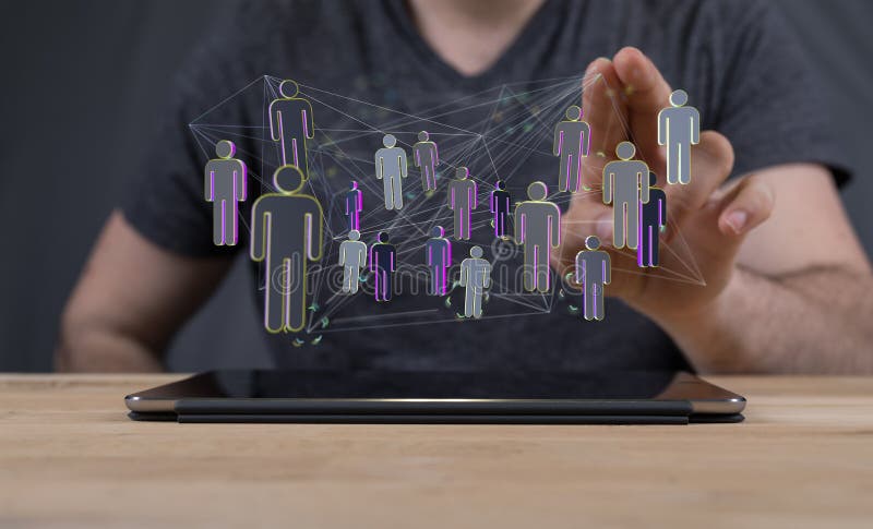 Videoconference Group of People Talking in Social Network Stock Image ...