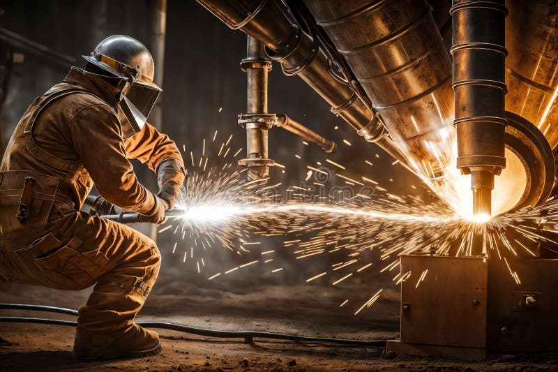 Pipeline Welding Sparks Flying.AI Generated Stock Illustration ...