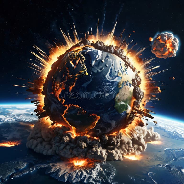 Concept of Planet Earth Exploding from Atomic Bomb Stock Illustration ...