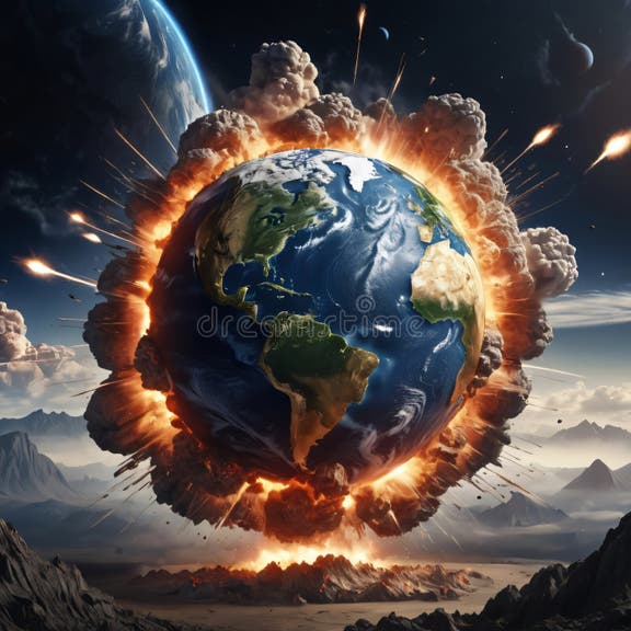 Concept of Planet Earth Exploding from Atomic Bomb Stock Illustration ...