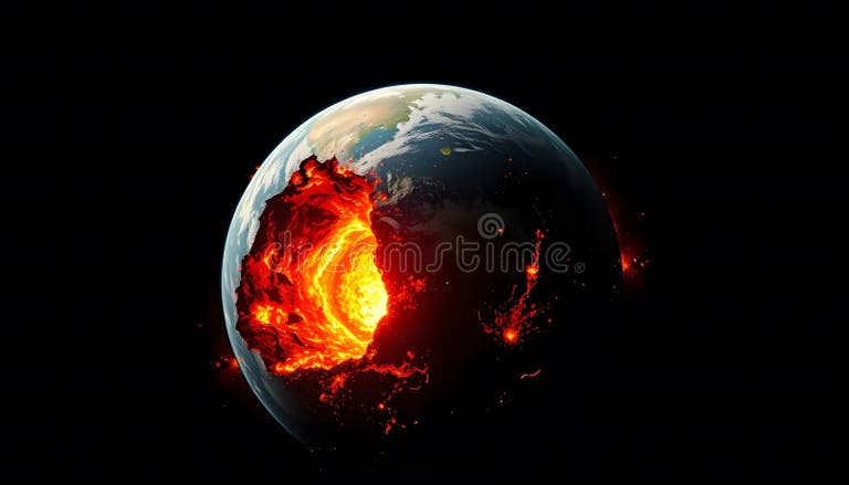 A Concept of Planet Earth Exploding and Visible from Space Generated by ...