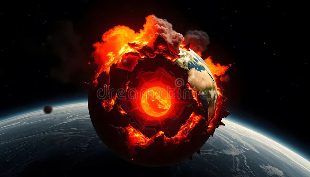 A Concept of Planet Earth Exploding and Visible from Space Generated by ...