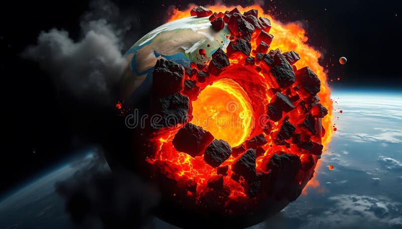 A Concept of Planet Earth Exploding and Visible from Space Generated by ...