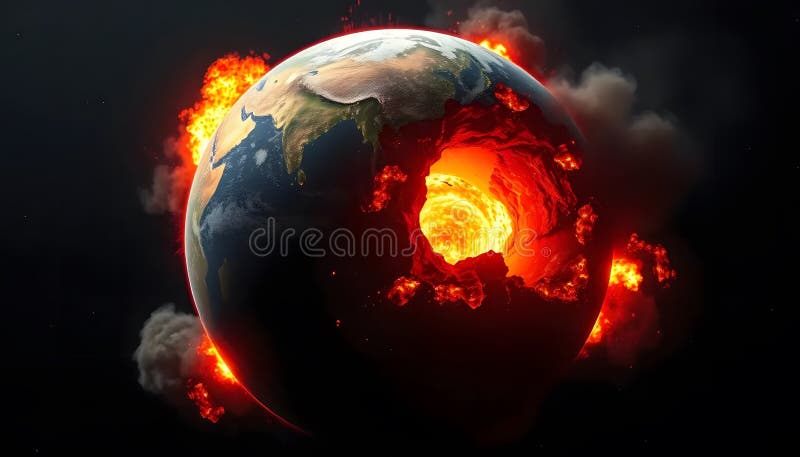 A Concept of Planet Earth Exploding and Visible from Space Generated by ...