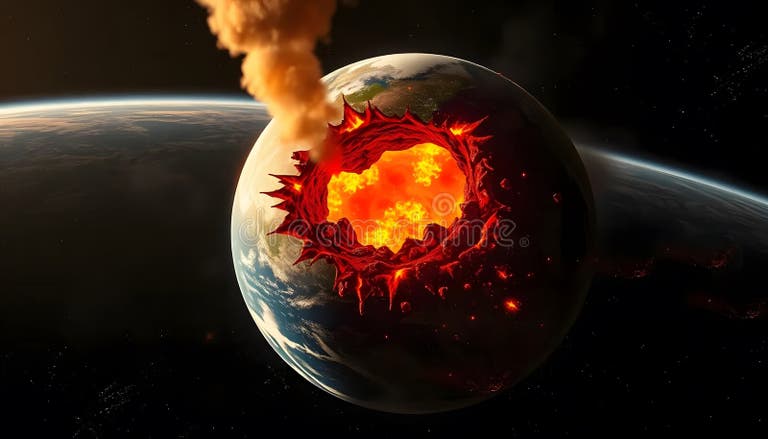 A Concept of Planet Earth Exploding and Visible from Space Generated by ...