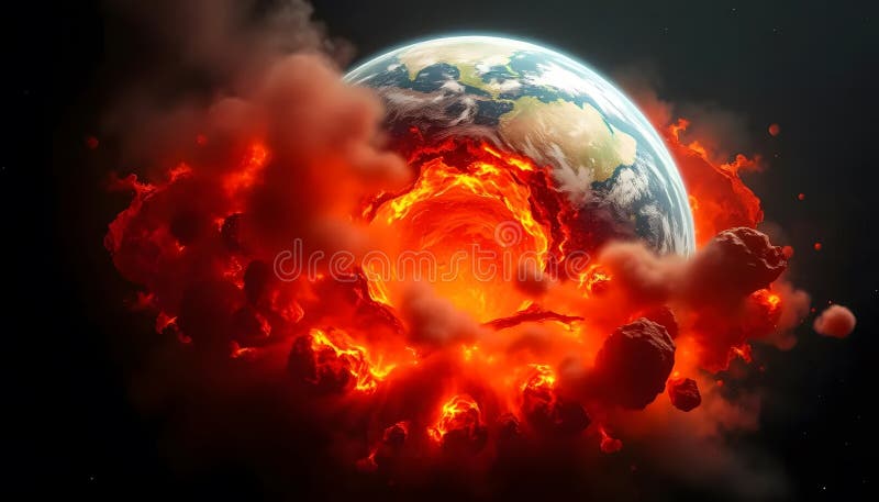 A Concept of Planet Earth Exploding and Visible from Space Generated by ...