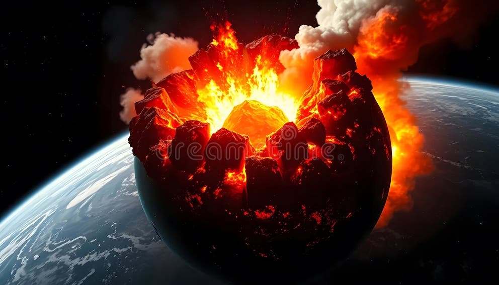 A Concept of Planet Earth Exploding and Visible from Space Generated by ...