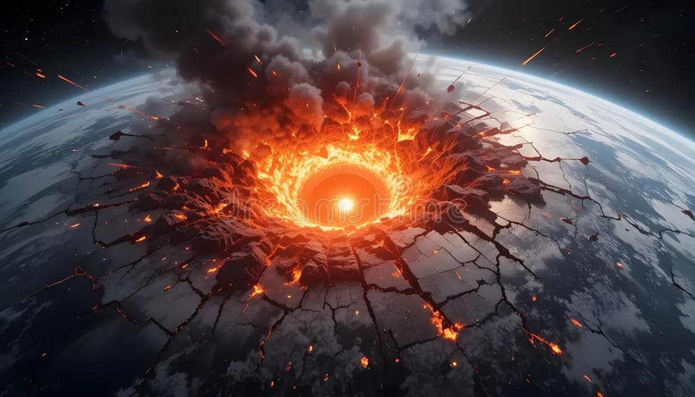 A Concept of Planet Earth Exploding and Visible from Space Generated by ...