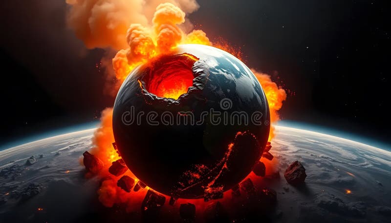 A Concept of Planet Earth Exploding and Visible from Space Generated by ...