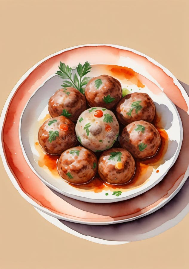 A Plate of Meatballs with Sauce and Parise. Generative AI Stock ...