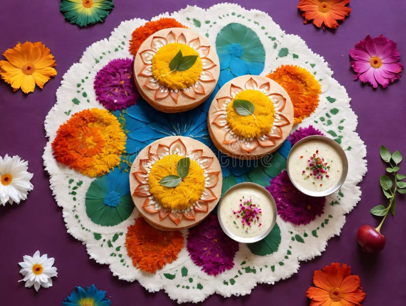 A Plate with Three Cakes on it. Generative AI Stock Illustration ...