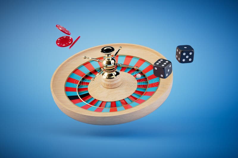 The Concept of Playing in the Casino. Roulette, Chips and Dice Flying ...