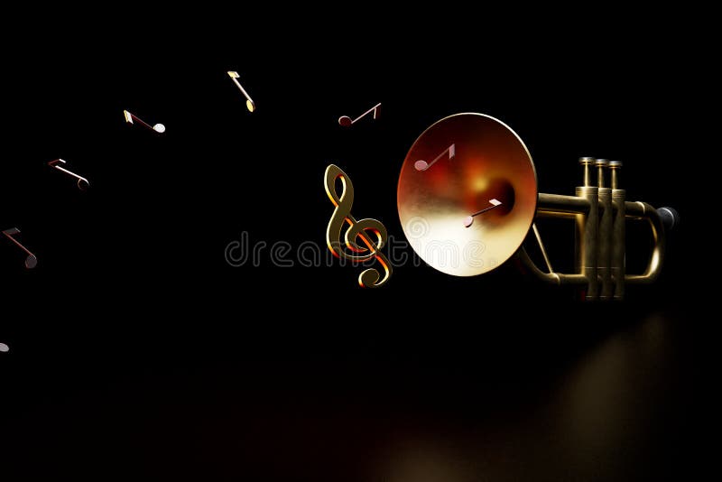The Concept of Playing the Trumpet. a Pipe from Which Notes Fly Out on ...