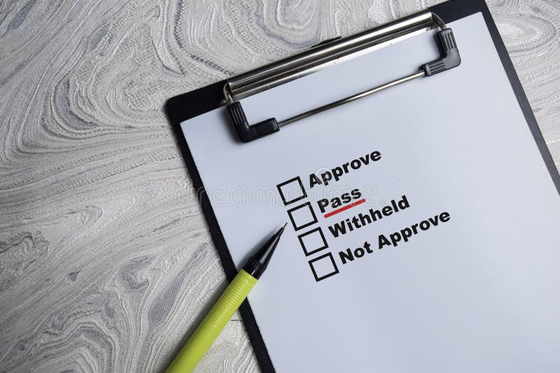 Concept of Pointing Pass and Underlined in Red Color Write on Paperwork ...