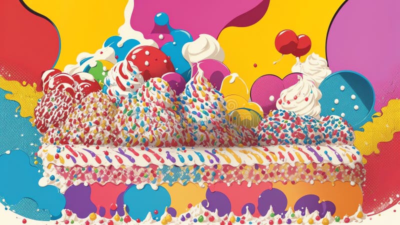 Pop Art Sundae Delight.AI Generated Stock Illustration - Illustration ...