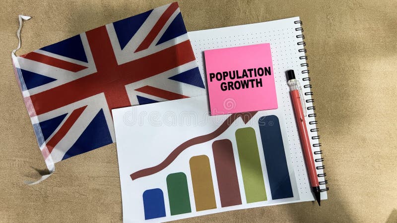 Concept of Population Growth Write on Sticky Notes and Flag of the ...