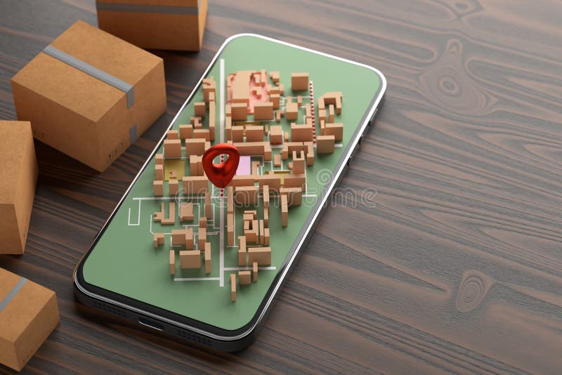 The Concept of Postal Delivery Services. Navigation Map for Cargo ...