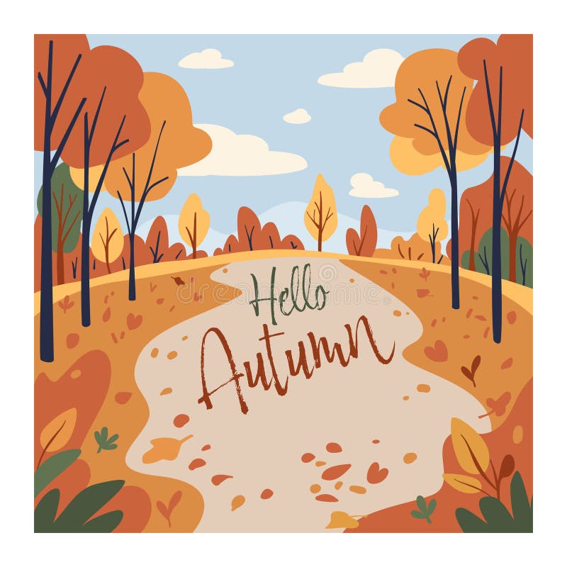 Autumn park with leaf fall stock vector. Illustration of tree - 314291687