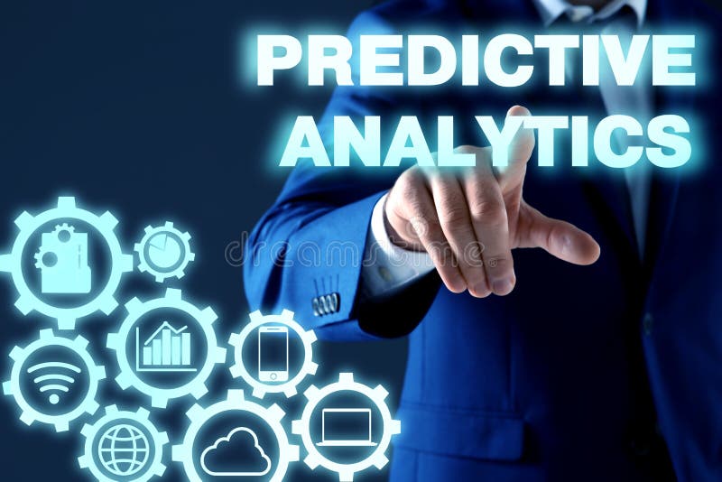Concept of Predictive Analytics. Businessman and Different Virtual ...