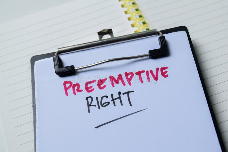 Concept of Preemptive Right Write on Paperwork Isolated on White ...