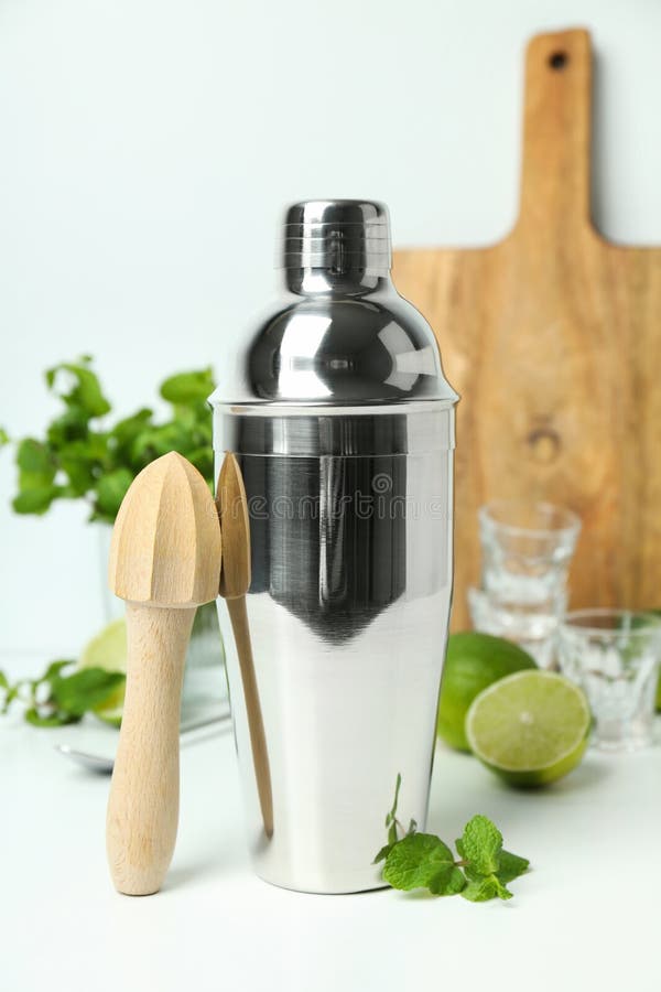 Concept of Preparing Alcohol Drink or Cocktail, Shaker Stock Photo ...