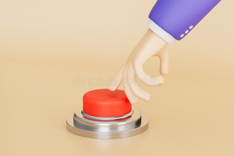 The Concept of Pressing the Panic Button. a Hand that Reaches for a Red ...