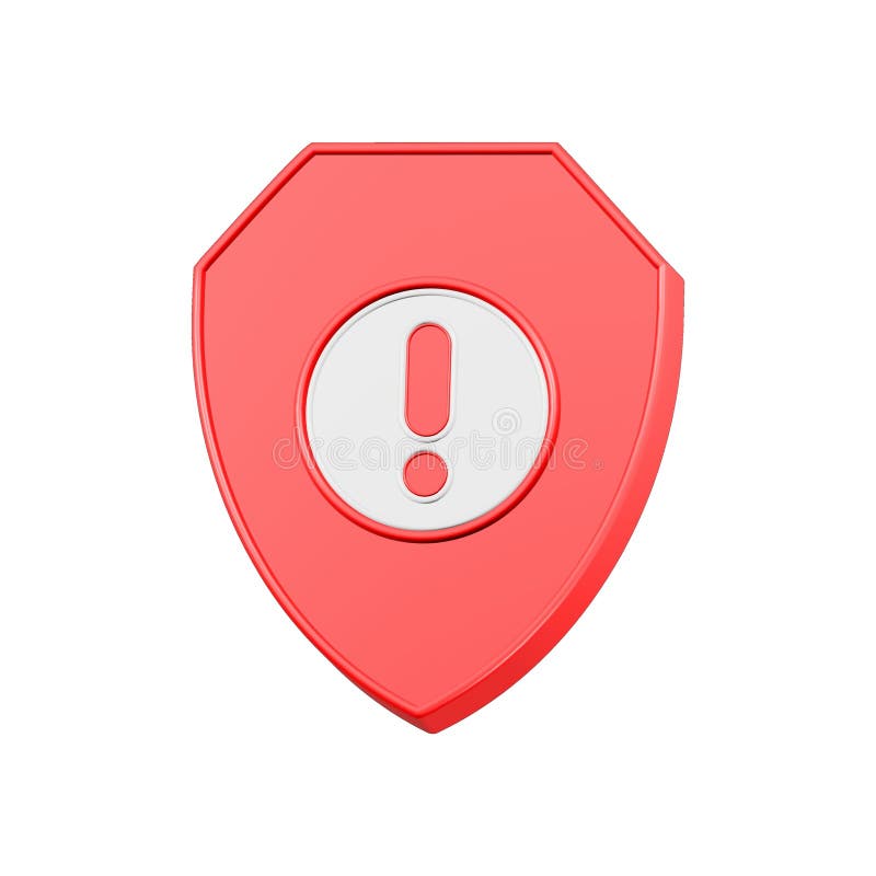 Shield Alert Icon 3d Rendering Red Color Stock Illustration ...