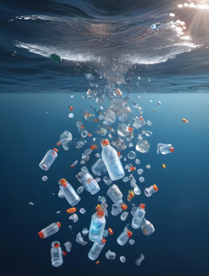 Problem Plastic Bottles and Microplastics Floating in the Open Ocean ...