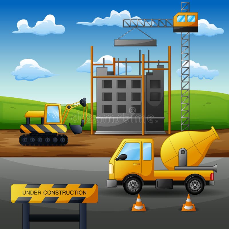 Cartoon Construction Site Background