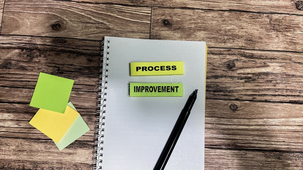 Concept of Process Improvement Write on Sticky Notes Isolated on Wooden ...
