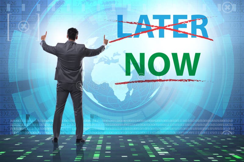 Concept of Procrastination with Now or Later Stock Photo - Image of procrastination, action ...