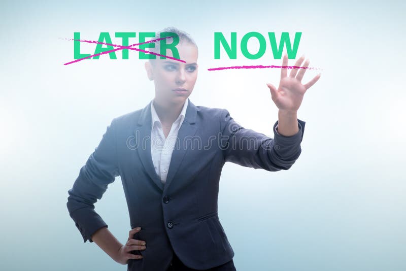 Concept of Procrastination with Now or Later Stock Photo - Image of ...