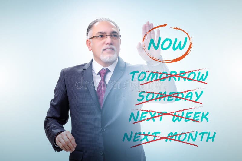 Concept of Procrastination with Now or Later Stock Photo - Image of ...