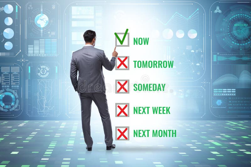 Concept of Procrastination with Now or Later Stock Image - Image of ...