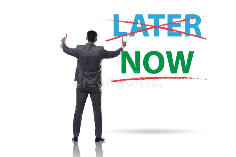 Concept of Procrastination with Now or Later Stock Photo - Image of ...