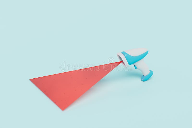 The Concept of Product Evaluation. Product Scanner with Red Laser Beam ...