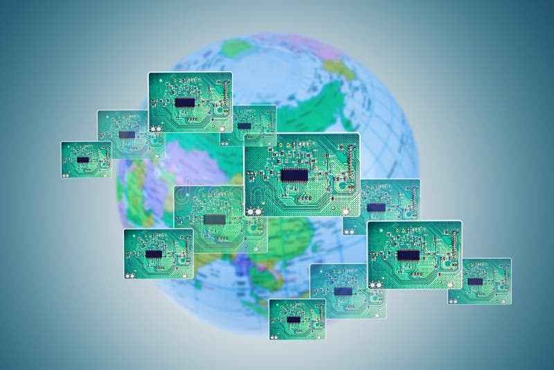 Concept of Production of Electronics Microchip, Motherboard, Cpu in the ...