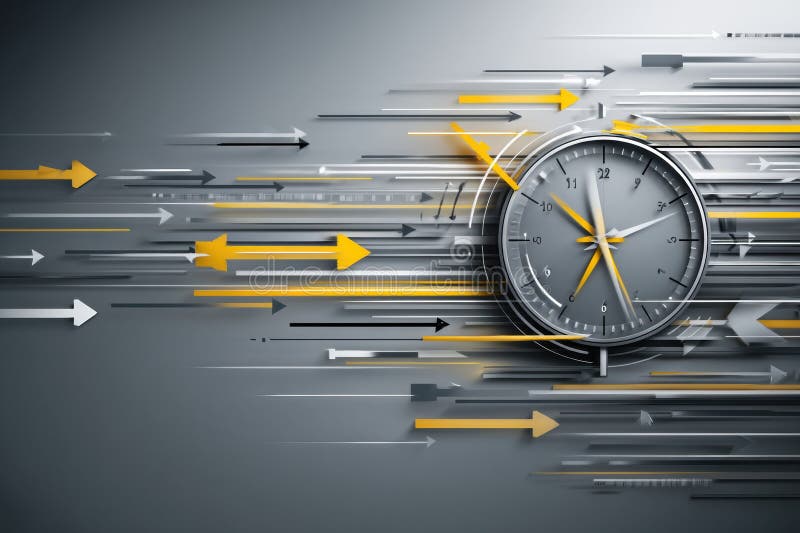 Concept of Productivity Illustrated with a Moving Clock and Directional ...