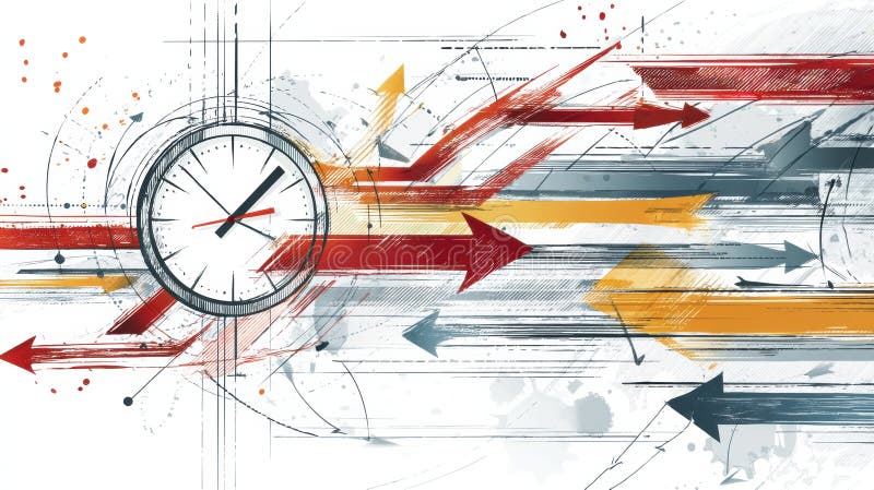 Concept of Productivity Showcasing a Clock and Forward-Moving Arrows ...