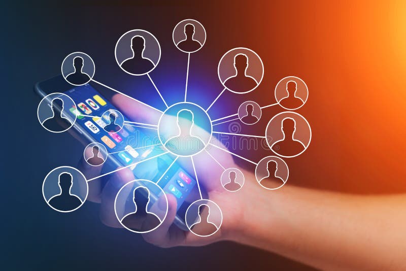 Concept of Professional Network with Contact Icon Over Smartphone Stock ...