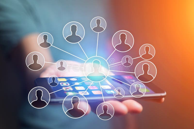 Concept of Professional Network with Contact Icon Over Smartphone Stock ...