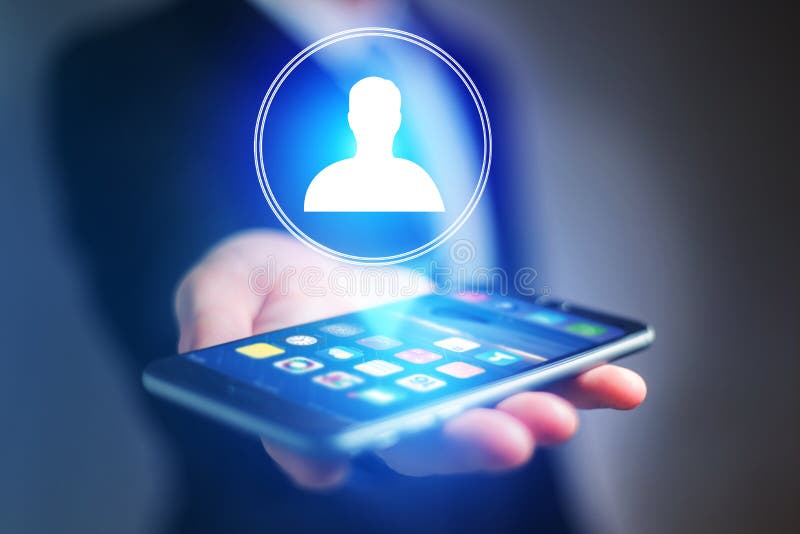Concept of Professional Network with Contact Icon Over Smartphone Stock ...