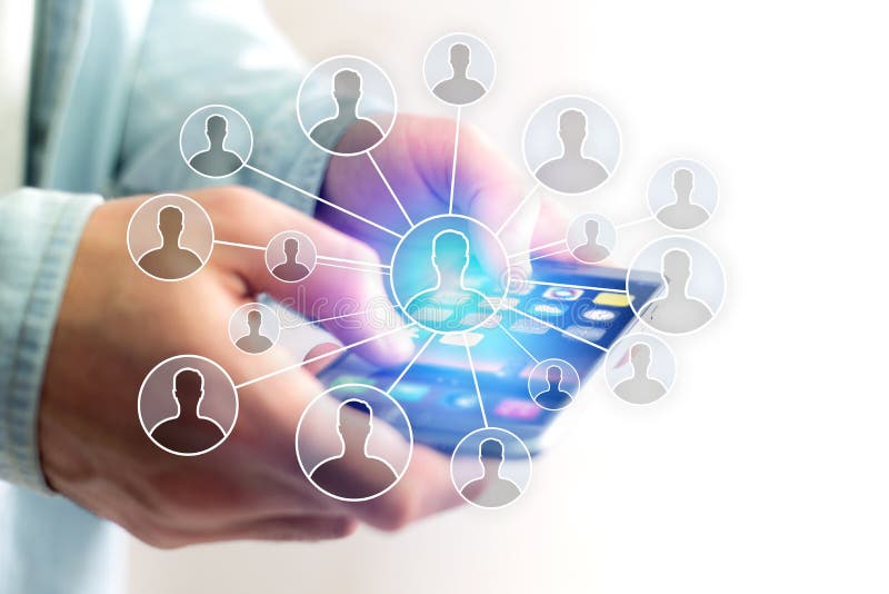Concept of Professional Network with Contact Icon Over Smartphone Stock ...