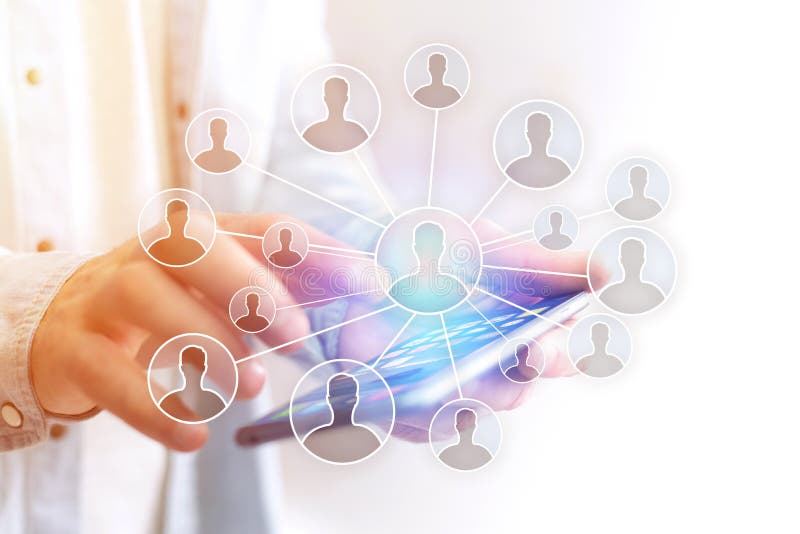 Concept of Professional Network with Contact Icon Over Smartphone Stock ...