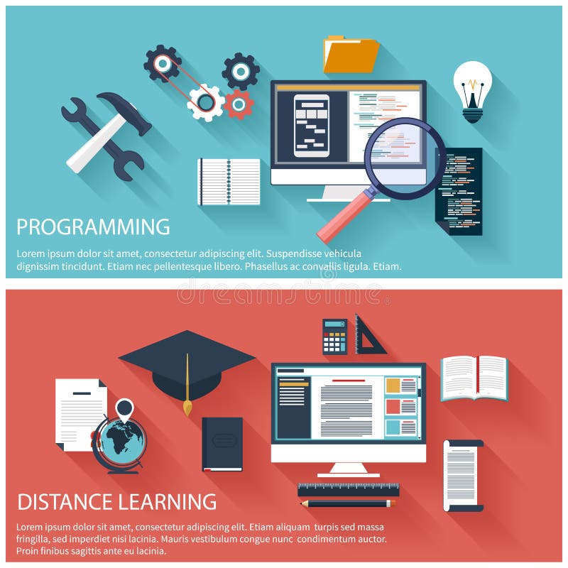 Concept of Program Coding and Distance Education Stock Vector ...